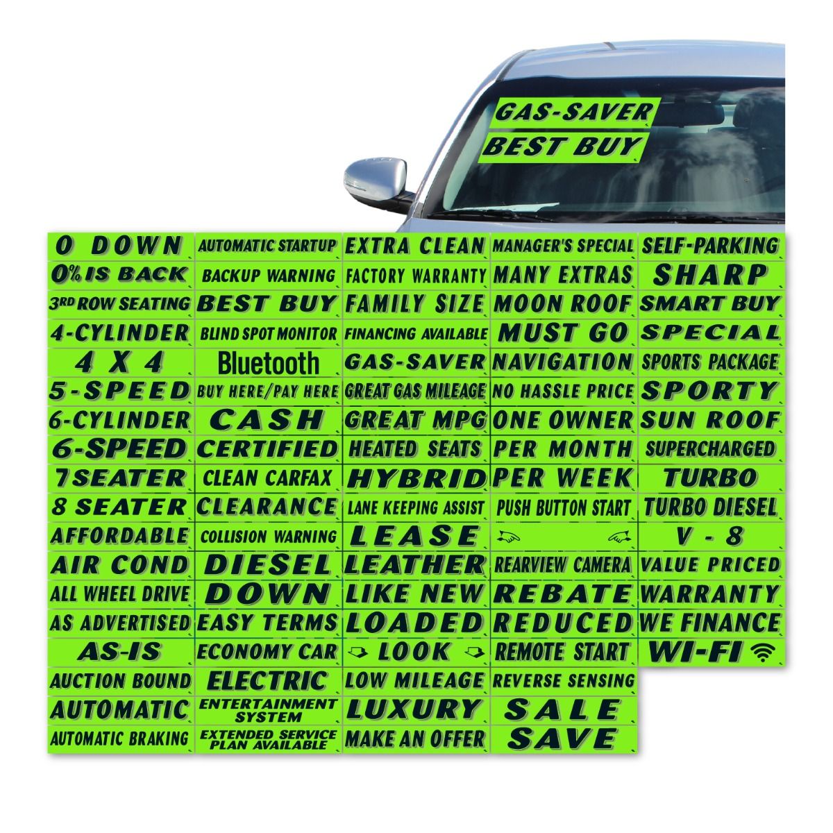 Vinyl Highlight Windshield Slogans Green and Black - 12/Pack ...