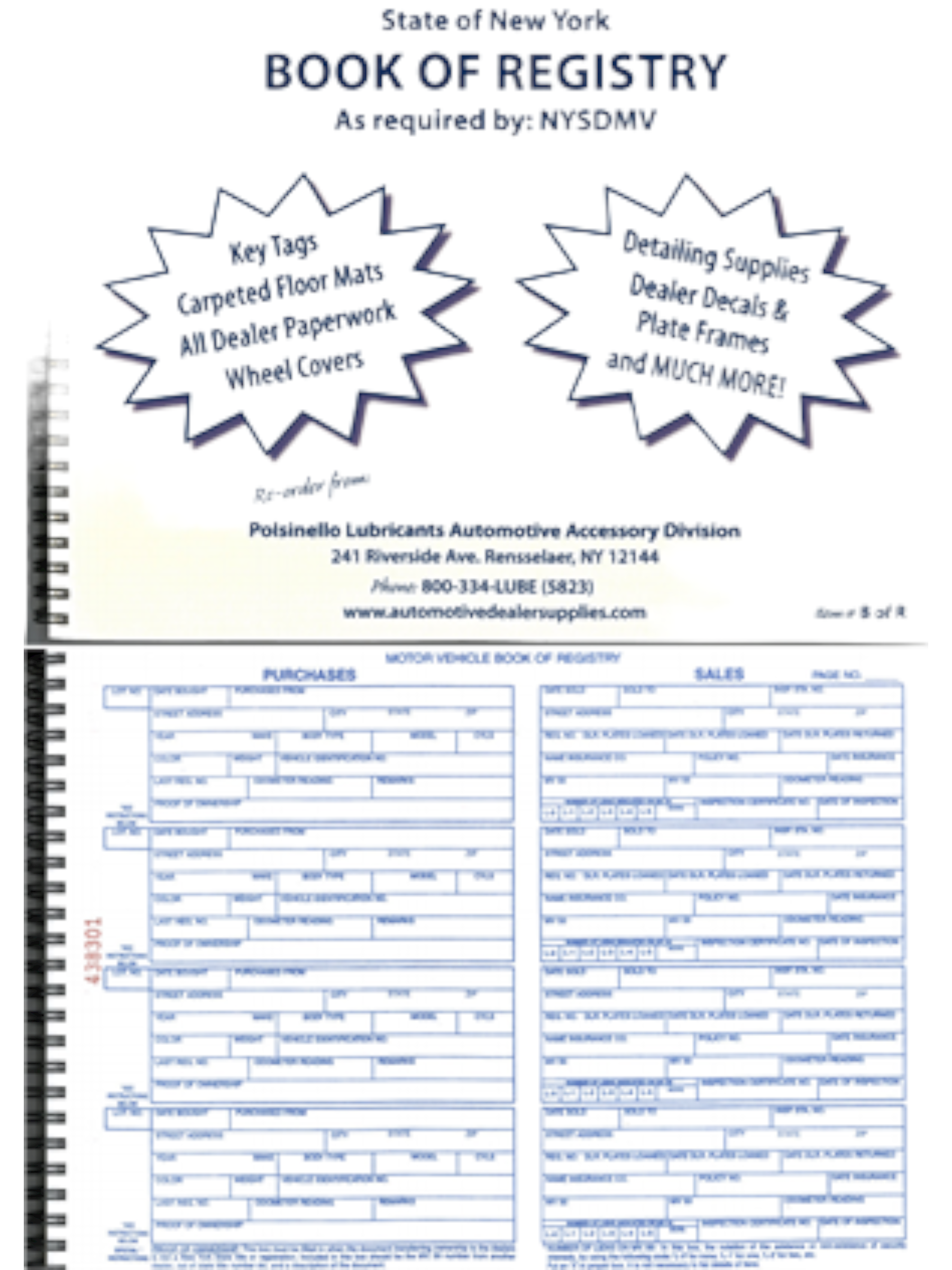 Book of Registry - Spiral Bound | Automotive Dealer Supplies