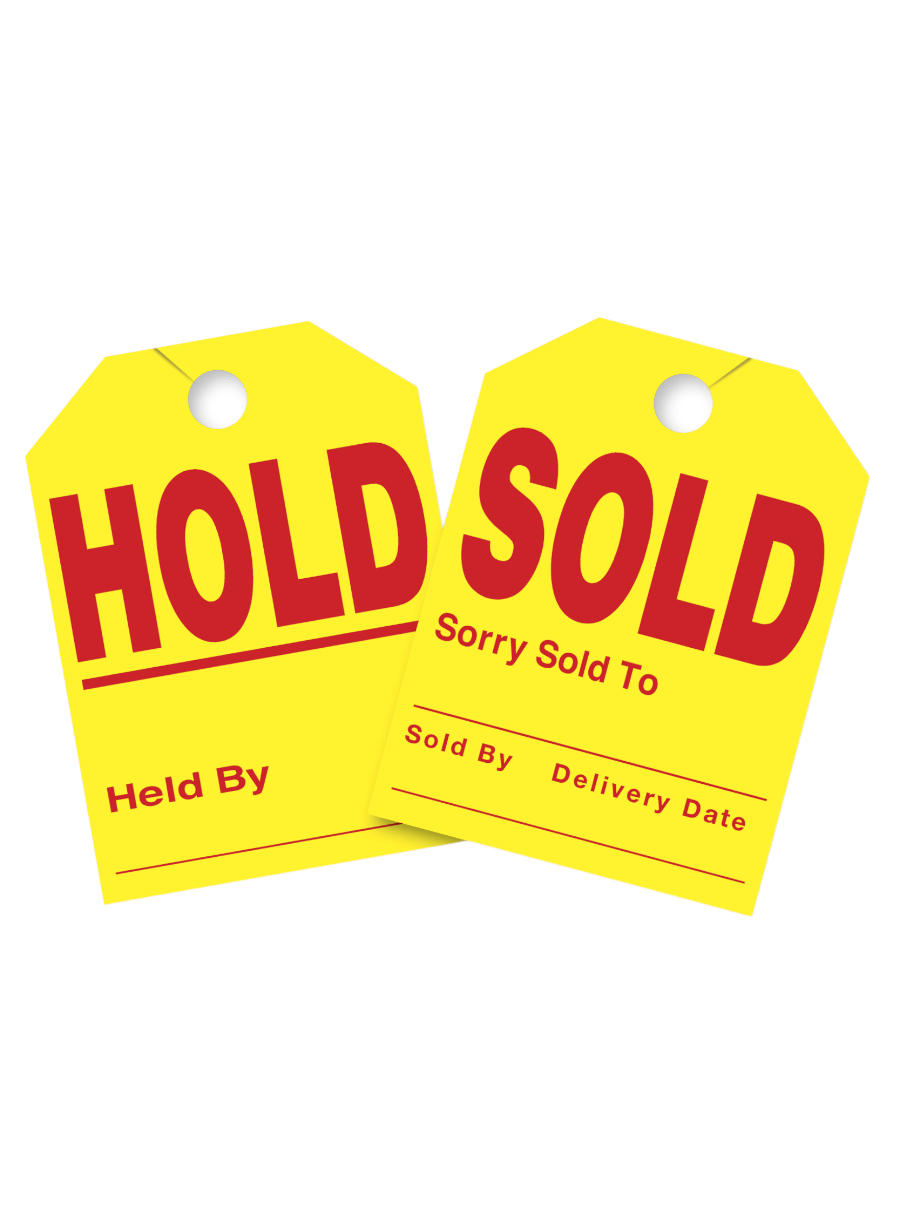 Mirror Hang Tags - Sold/Hold - 50 CT | Automotive Dealer Supplies