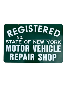 NYS Registered Motor Vehicle Repair Shop Sign | Automotive Dealer Supplies